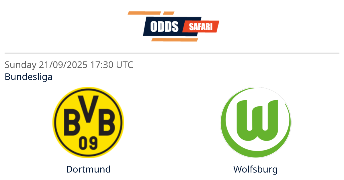 Odds comparison for Dortmund - Wolfsburg / Bundesliga Soccer at 21/09 ...
