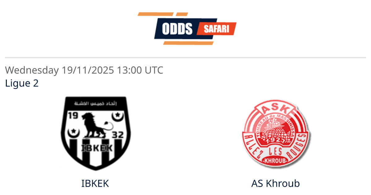 Odds comparison for IBKEK - AS Khroub / Ligue 2 Soccer at 19/11/25 ...