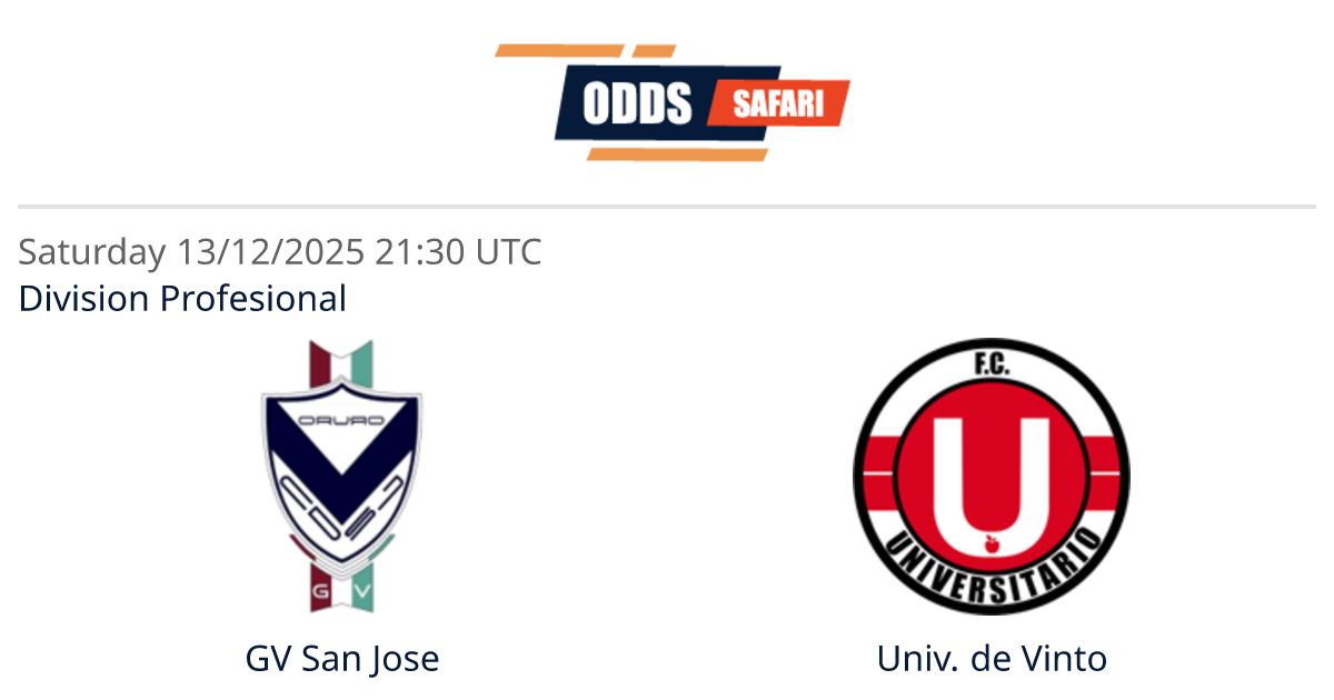 Odds comparison for GV San Jose - Univ. de Vinto / Division Profesional ...