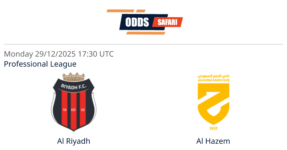 Odds comparison for Al Riyadh - Al Hazem / Professional League Soccer ...