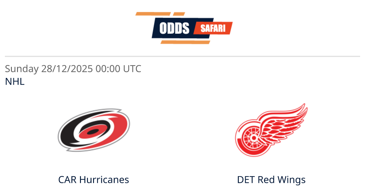Odds comparison for CAR Hurricanes - DET Red Wings / NHL Ice Hockey at ...