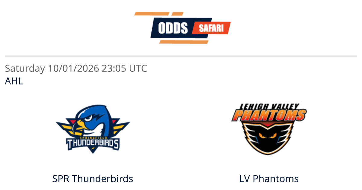 Odds comparison for SPR Thunderbirds - LV Phantoms / AHL Ice Hockey at ...