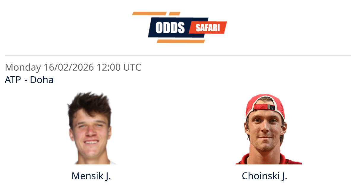 Odds comparison for Mensik J. - Choinski J. / ATP - Doha Tennis at 16 ...